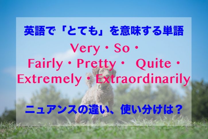 英語で「とても」を意味する単語のニュアンスの違い、使い分けは？（Very・So・Fairly・Pretty・ Quite・Extremely ...
